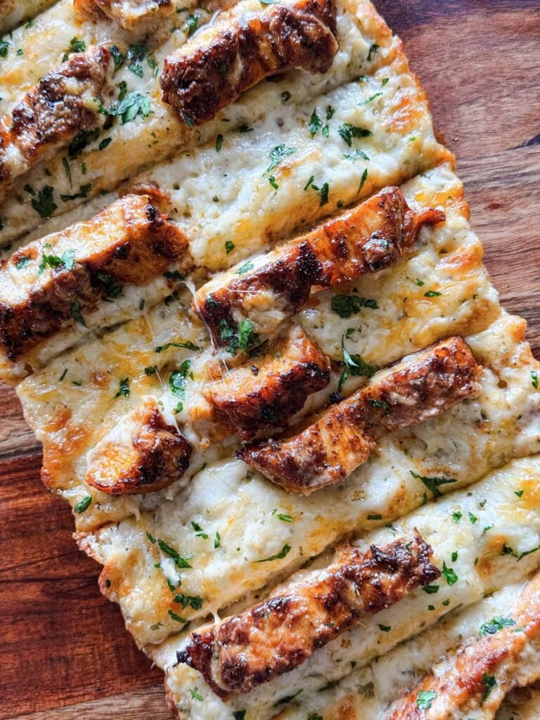 Chicken Alfredo Garlic Bread Recipe - A Flavorful Bite